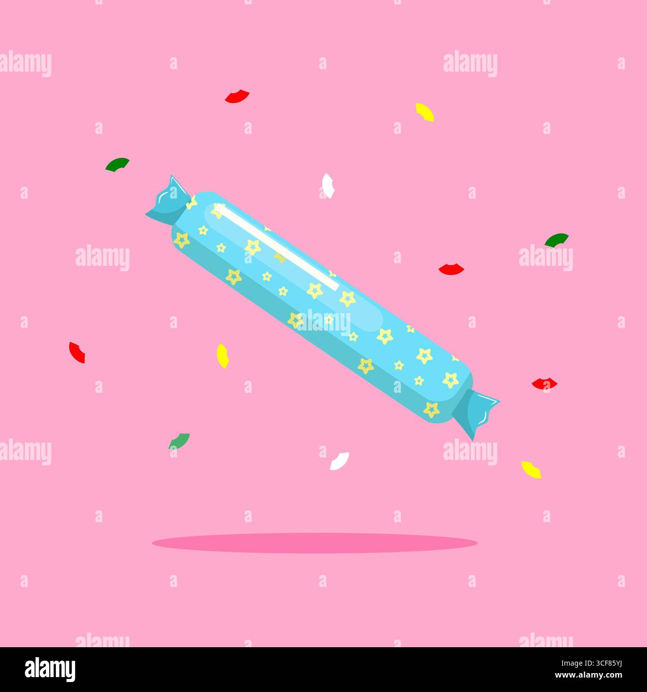 Blue Candy with Stars and Confetti on a Pink Background Vector ...