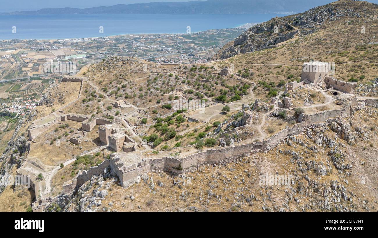 Upper Corinth, the acropolis of ancient Corinth Peloponnese, Greece ...