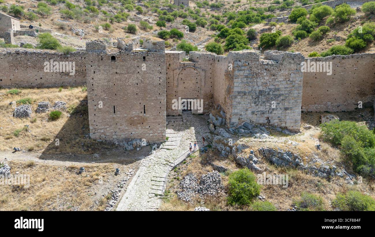 Upper Corinth, the acropolis of ancient Corinth Peloponnese, Greece ...