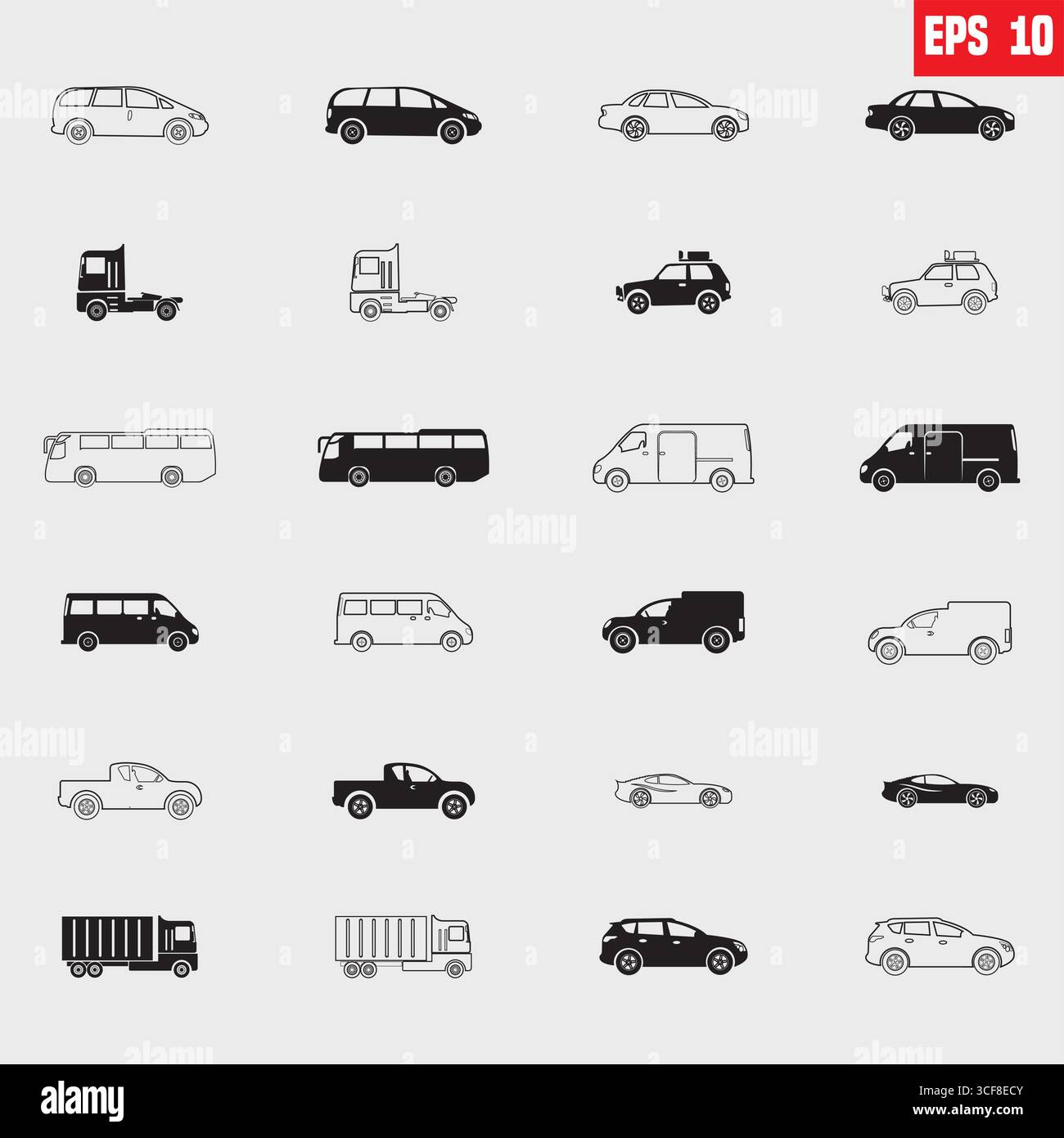 Stylish Modern Cartoon Black and white car clipart. Car Vector Side ...
