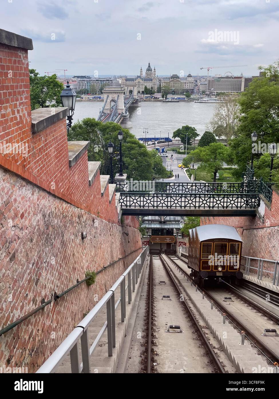 Scenic view from Budapest Castle Hill funicular showing historic ...