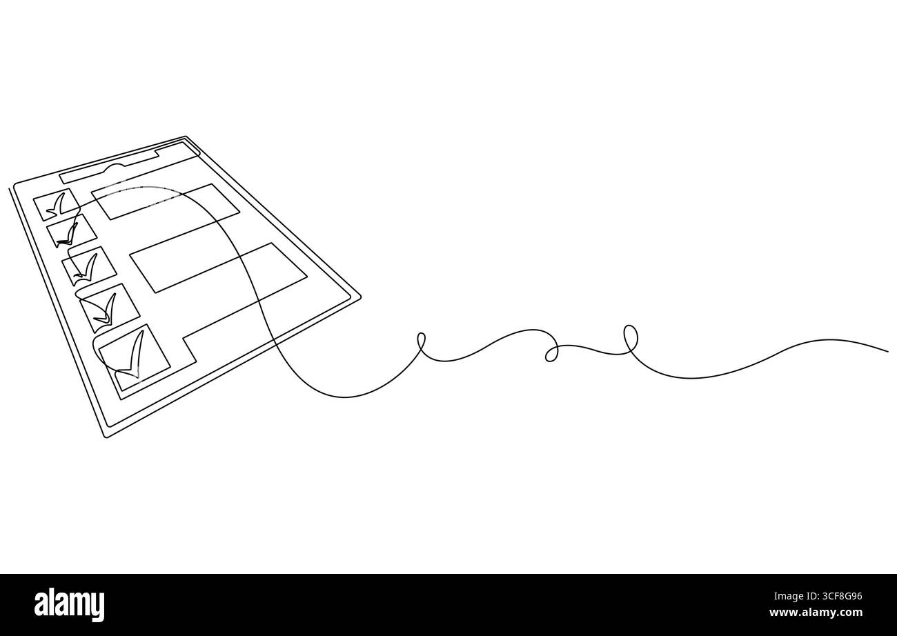 clipboard checklist single line art, Continuous one line art drawing of ...