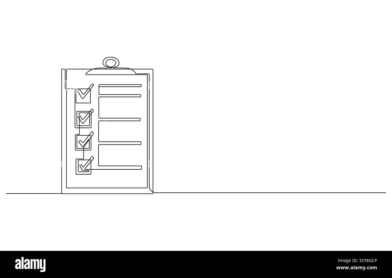 clipboard checklist single line art, Continuous one line art drawing of ...