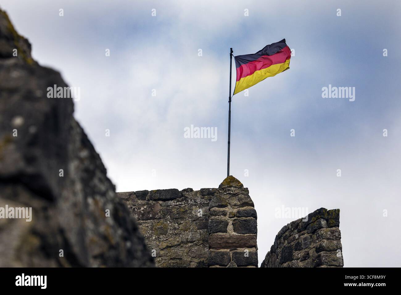 German flag of the town fortification from the 13th century, with town ...