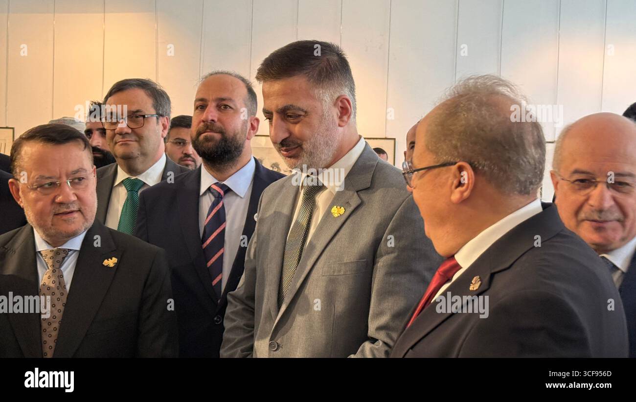 Syrian government ministers and officials attending the launch of the ...