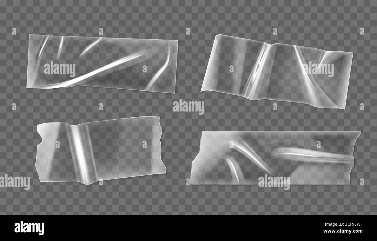 Transparent adhesive tape strips collection - clear plastic scotch ...