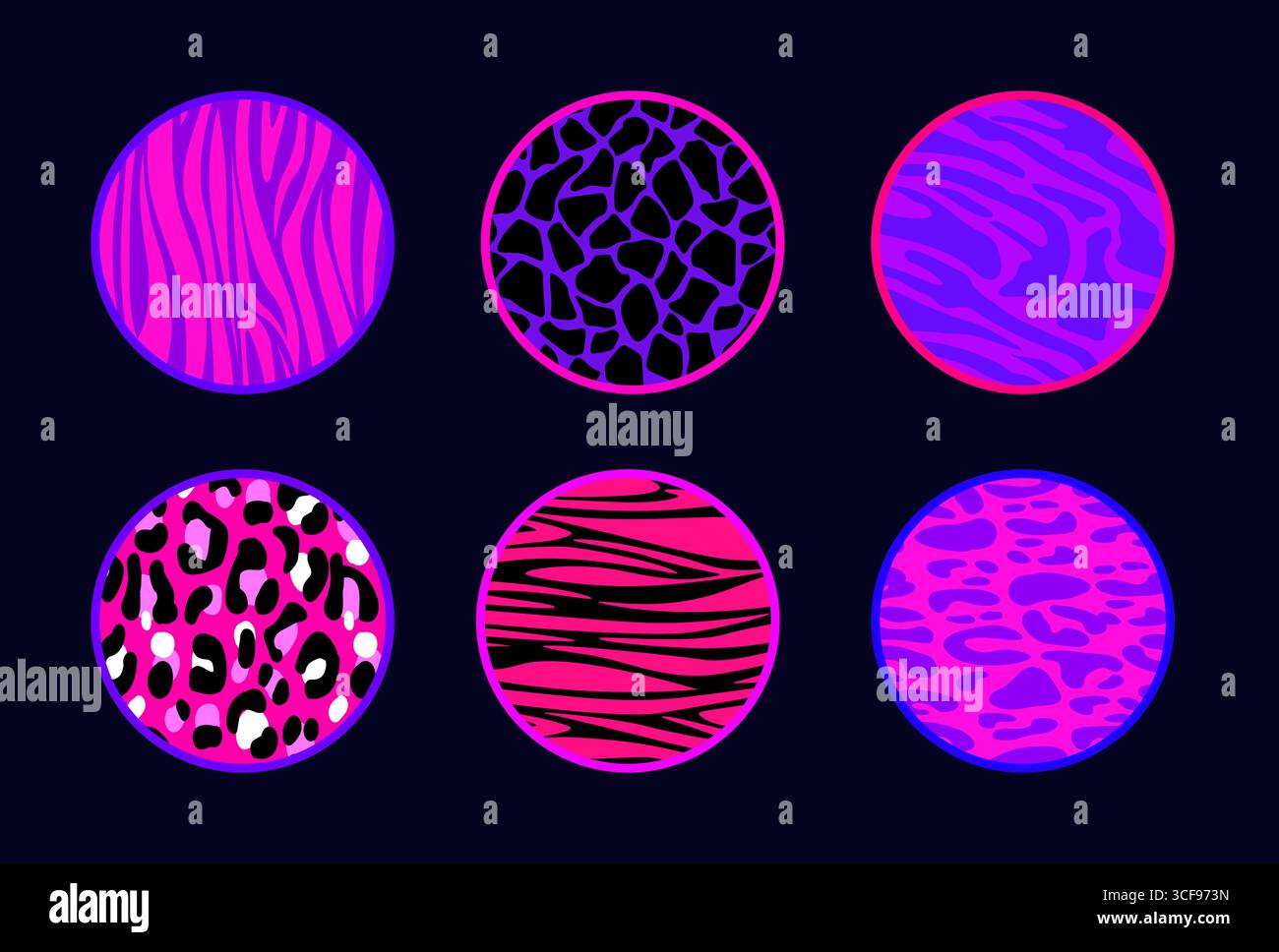 Trendy girly circles in y2k style with wild animal print textures ...