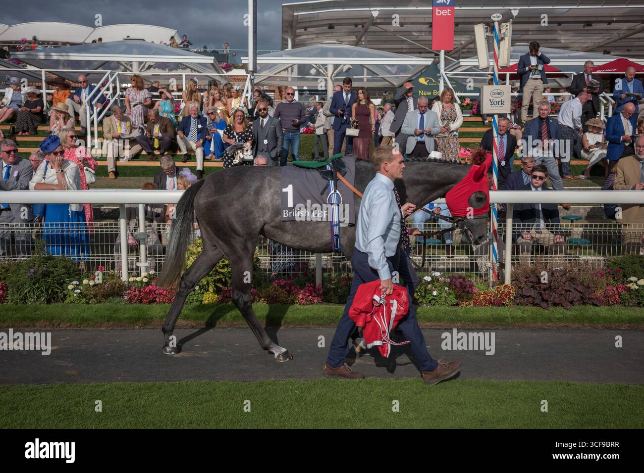 General view of racegoers and horses on the second day of the Ebor ...