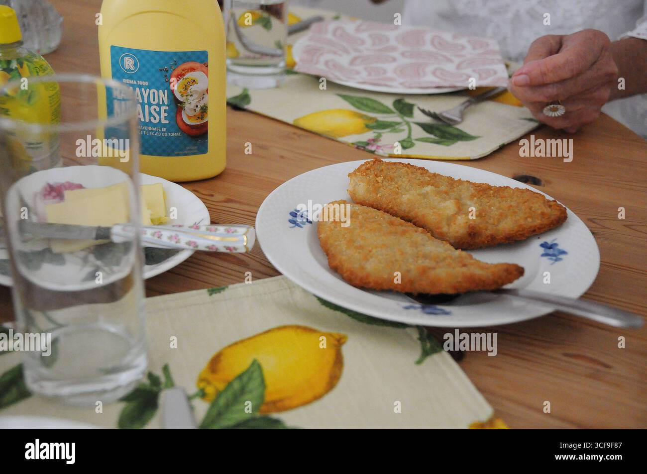 Kastrup/Copenhagen/ Denmark/21 august 2025/fish menu with black danish ...