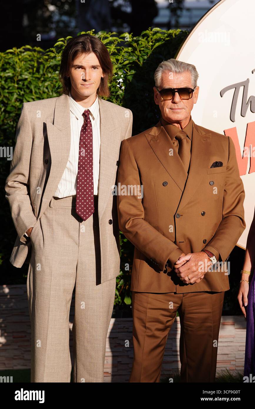Dylan Brosnan (left) and Pierce Brosnan arriving at the UK premiere of ...