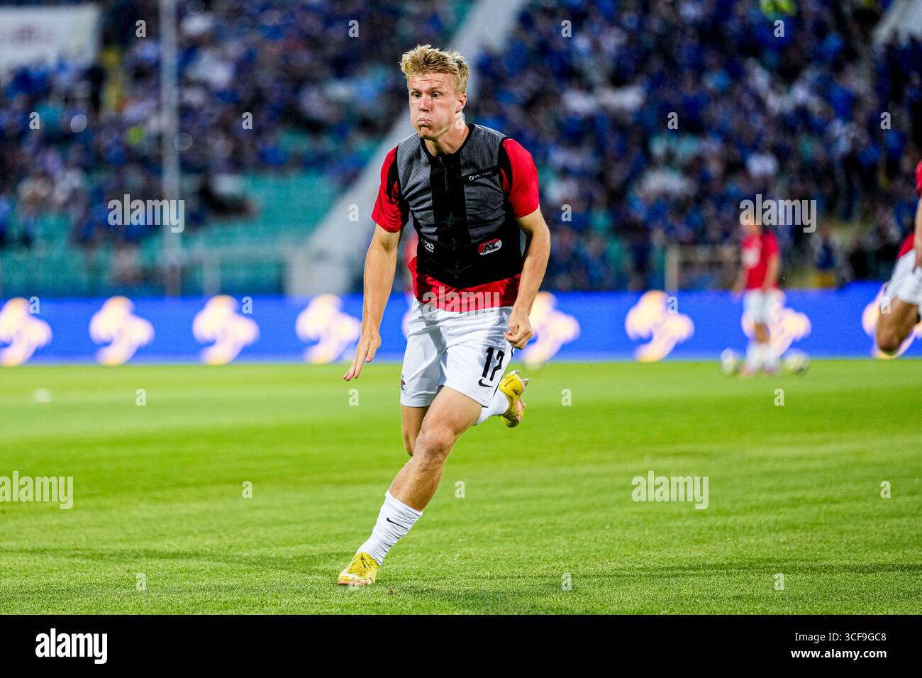 SOFIA, BULGARIA - AUGUST 21: Isak Jensen of AZ Alkmaar does a warming ...
