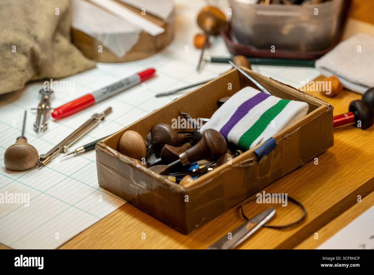 The engraver’s tools wait to be used as the various trophies are made ...