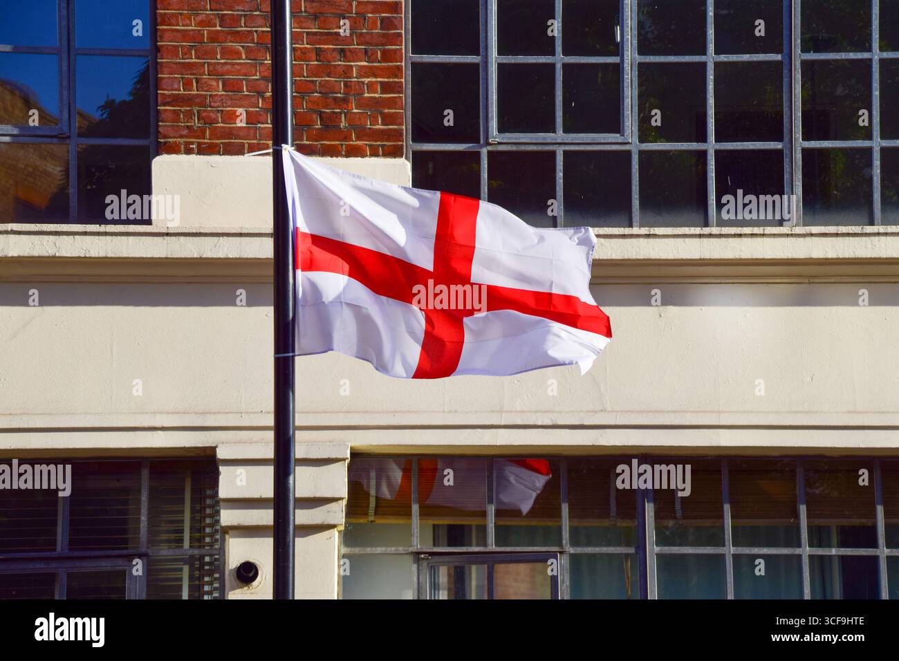 London, UK. 21st August 2025. An English flag, the St George's Cross ...