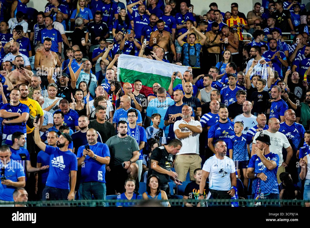 SOFIA, BULGARIA - AUGUST 21: fans of Levski Sofia before the UEFA Conference League Qualifying ...