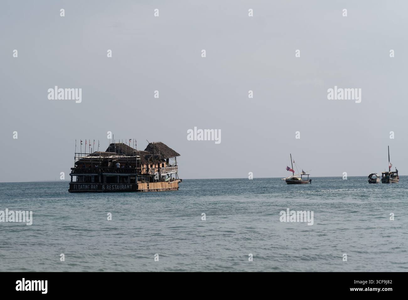 Floating bar and restaurant on the Indian Ocean, Zanzibar Stock Photo ...