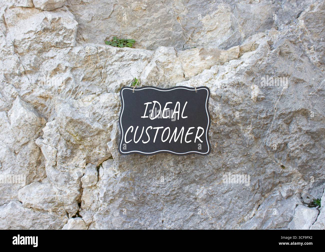 Ideal Customer symbol. Stone wall with words Ideal Customer. Beautiful ...