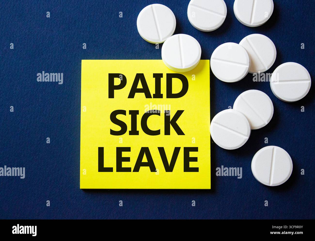 Paid Sick Leave symbol. Concept words Paid Sick Leave on yellow note ...