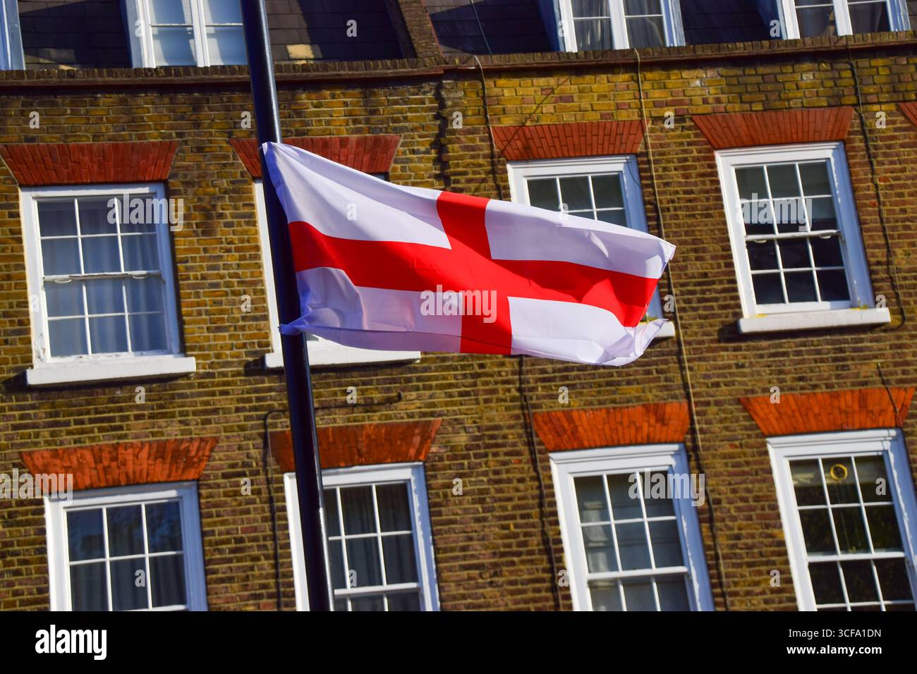 August 21, 2025, London, England, United Kingdom: An English flag, the ...