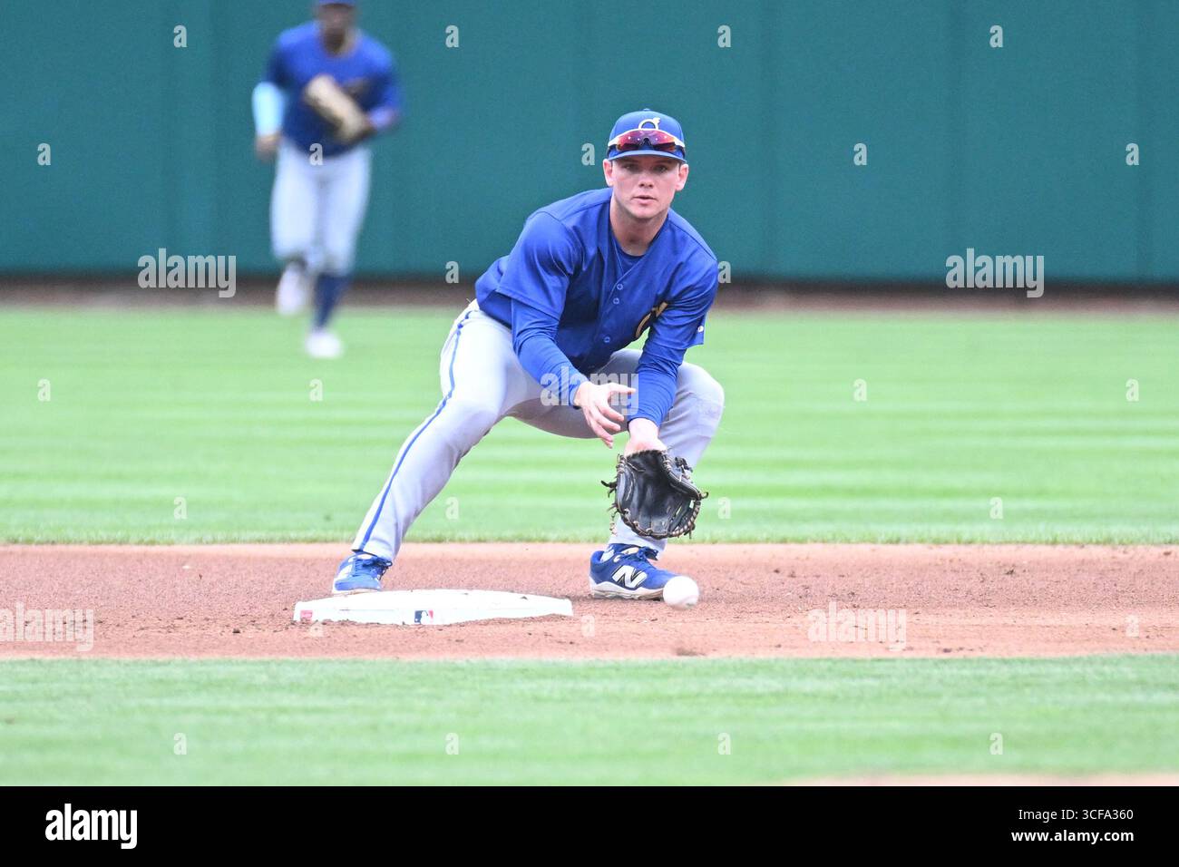 August 21, 2025: Omaha Storm Chasers infielder Peyton Wilson (6) fields ...
