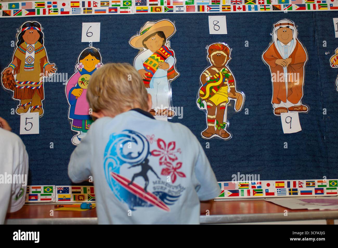 2nd grade boy doing school work by identifying people from different ...