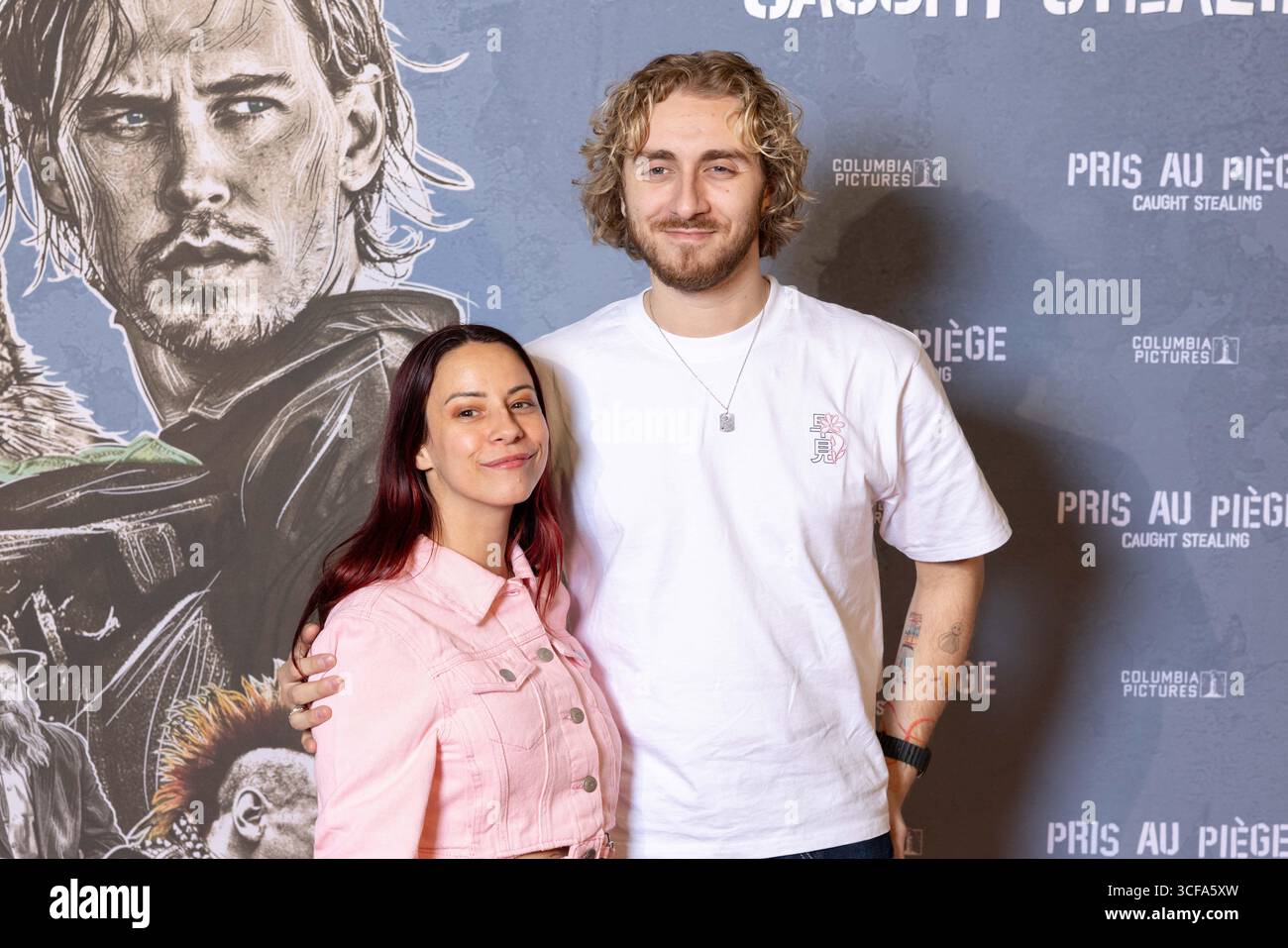 Sora and his wife Adeline Chetail poses during the premiere of the ...