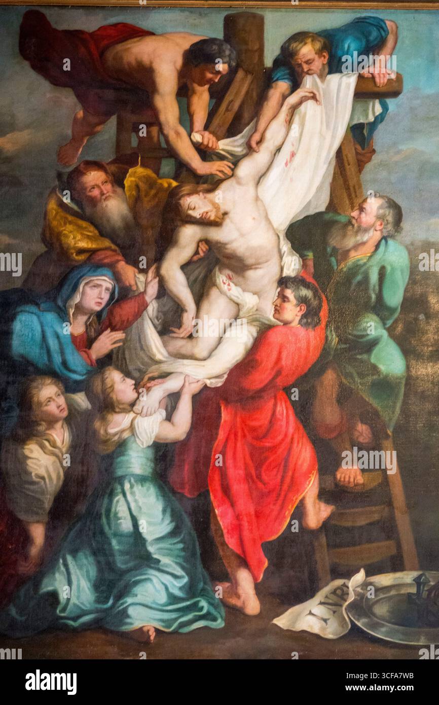 Painting (19th century) of Passion of Jesus: Descent from the cross or ...
