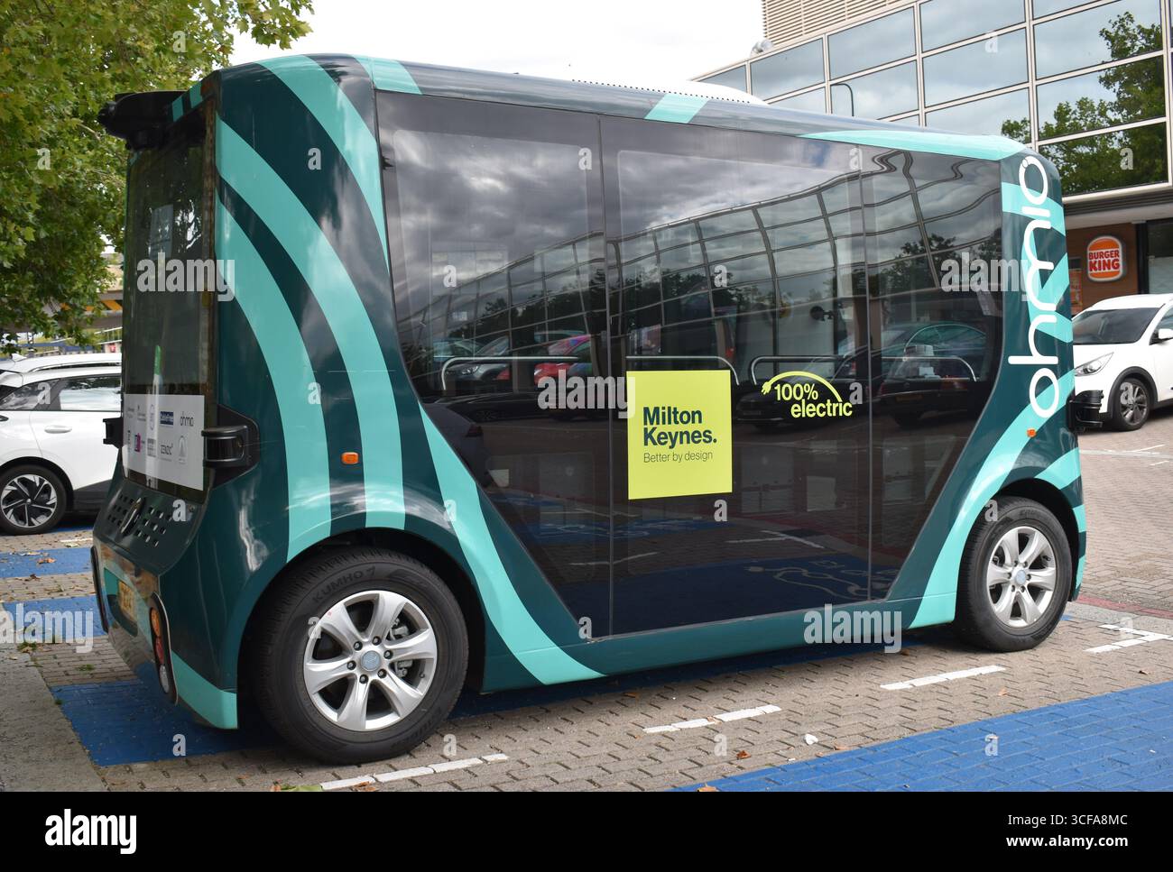 The Ohmio self-driving bus parked in Central Milton Keynes Stock Photo ...
