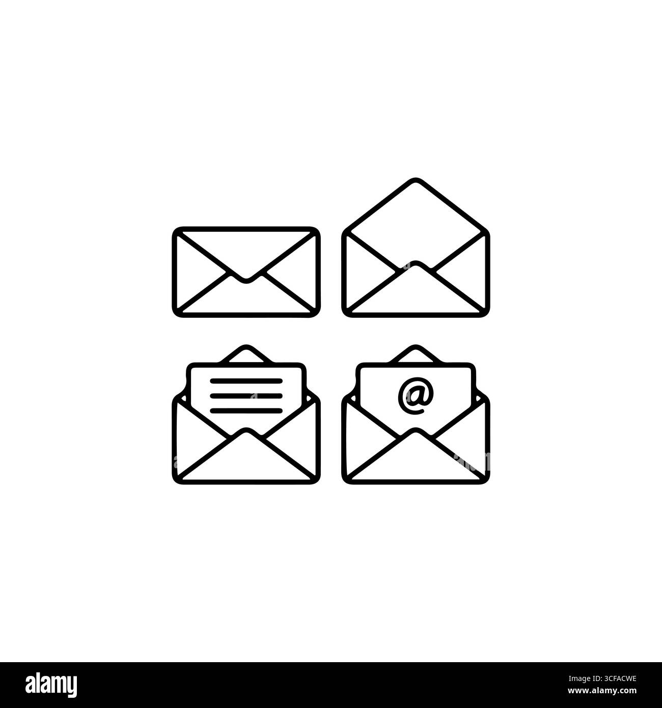 Envelope document outline icon Black and White Stock Photos & Images ...