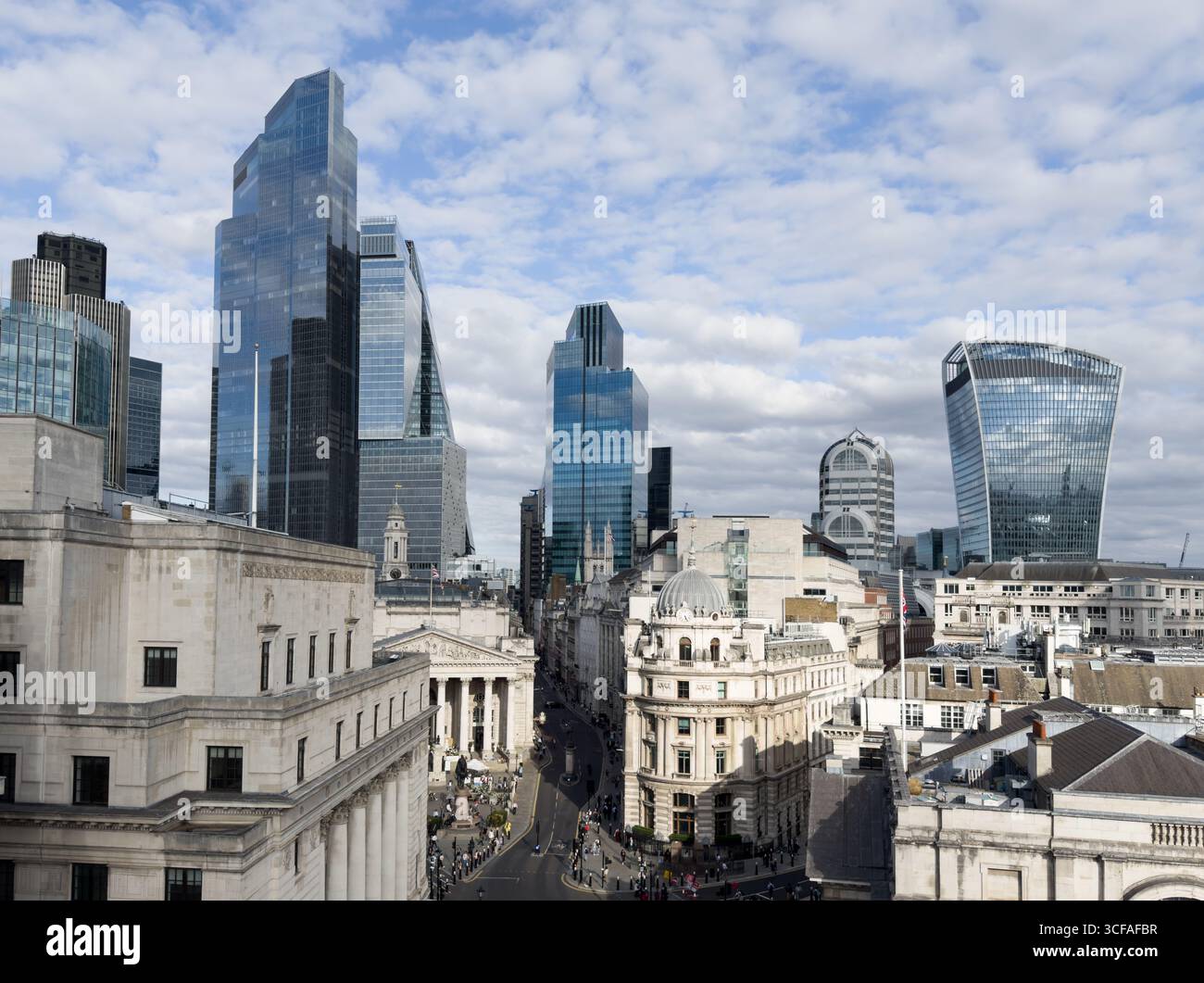 An aerial view captures the busy Bank Station junction outside the ...