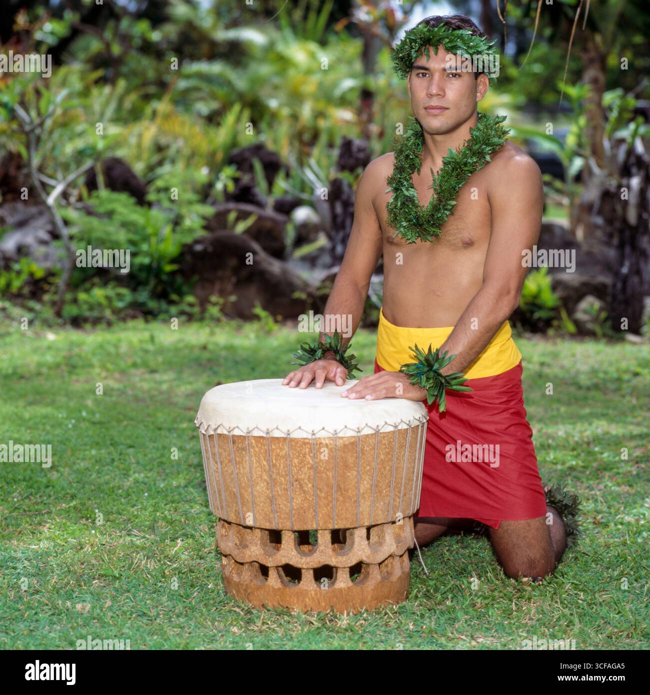 Kory Kealoha Kanekoa, Hawaiian male wearing a wrap around Malo, Haku ...