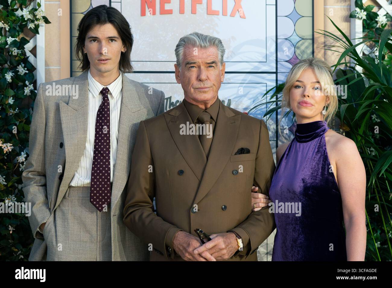 LONDON, UNITED KINGDOM - AUGUST 21: Pierce Brosnan (C), Dylan Brosnan (L) and Isabella Smith (R ...