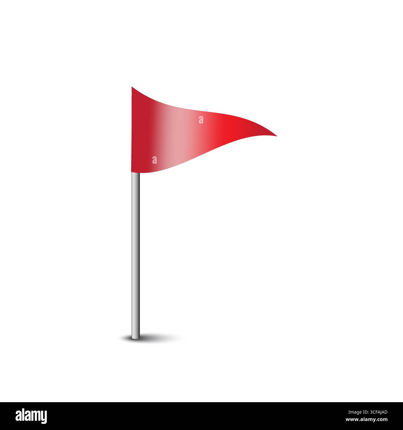 Waving red flag. Simple pole illustration. Vector banner symbol. Finish ...