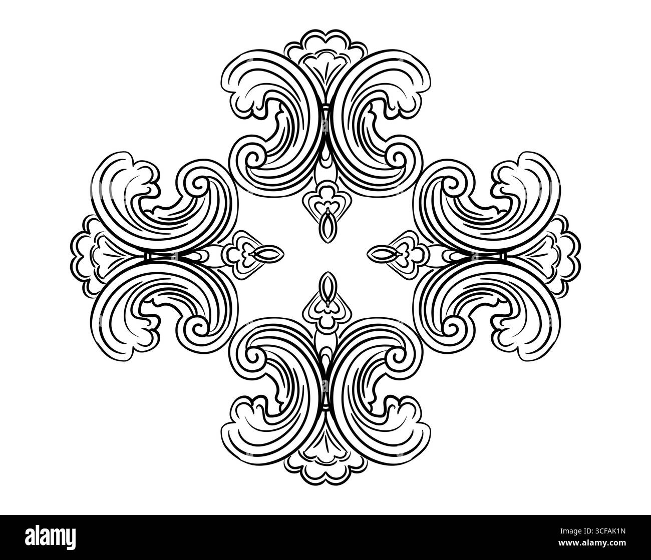 Baroque hand drawing symmetric design element vector Stock Vector Image ...