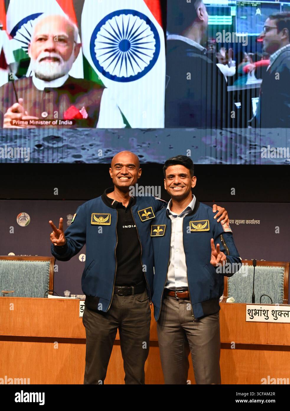 NEW DELHI, INDIA - AUGUST 21: Indian Astronaut Shubhanshu Shukla, and ...