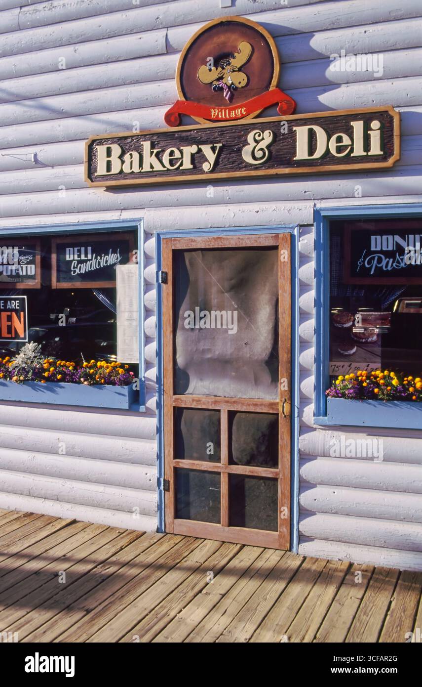 Screen door of the village bakery and deli, Grand Lake, Grand County ...