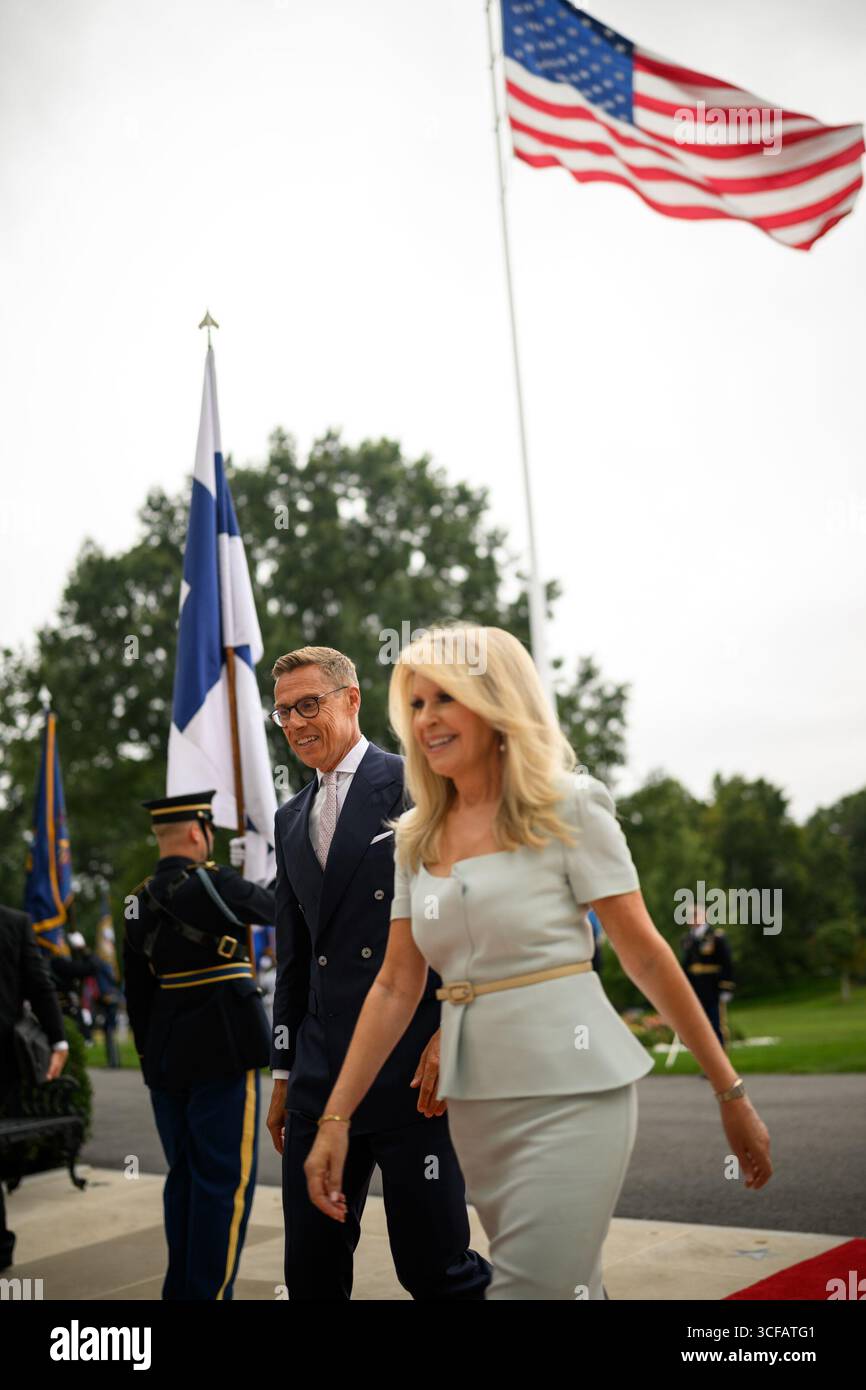 Finnish President Alexander Stubb arrives to the South Portico of the ...
