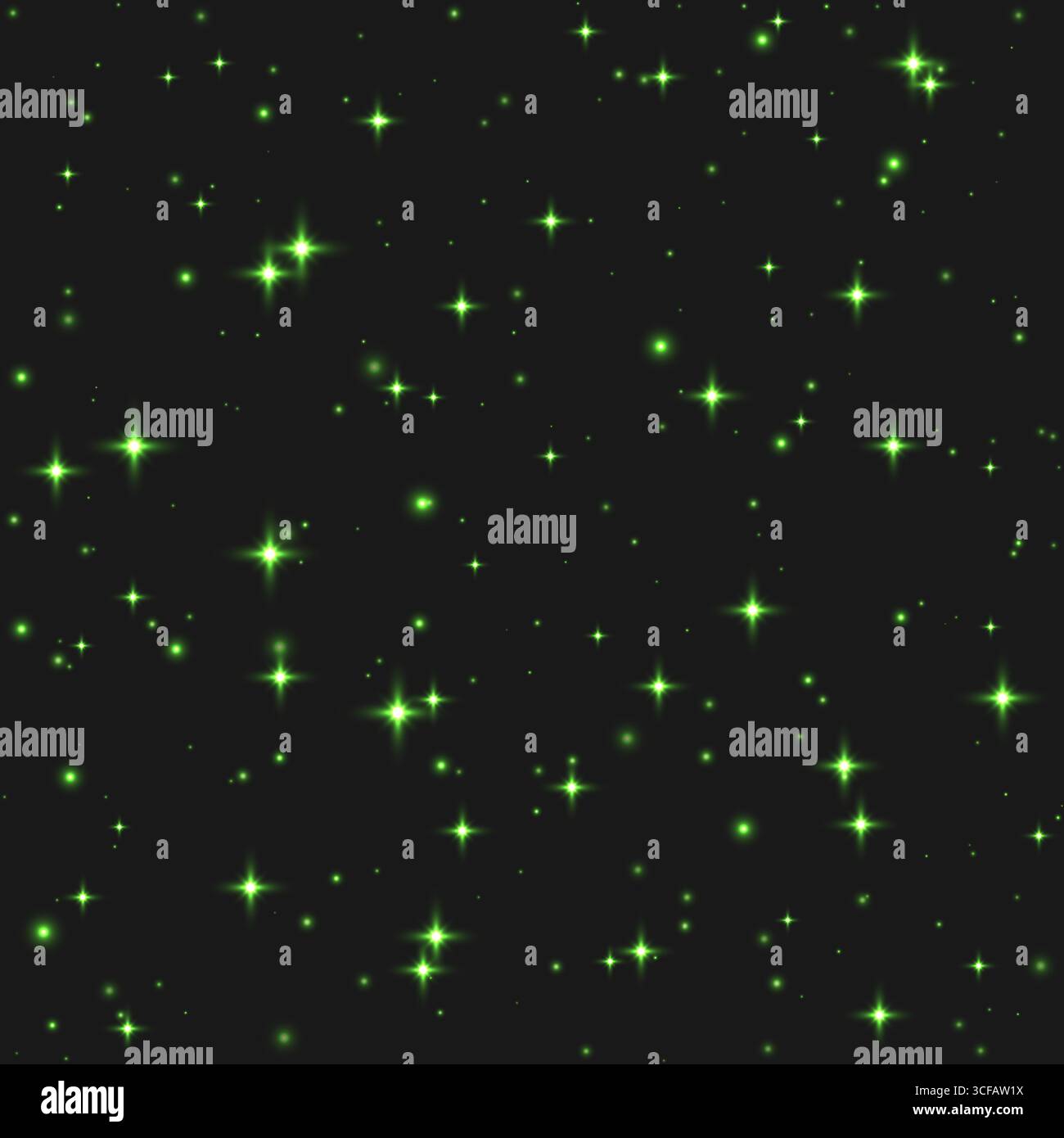 Seamless green sparkling stars, shiny particles light effect ...