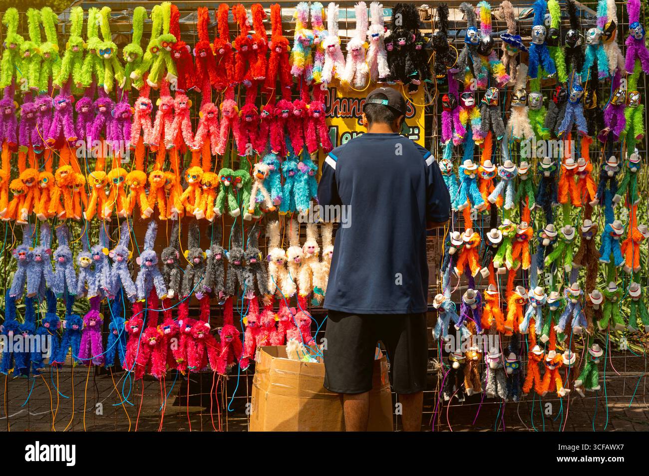 Colorful toy monkeys sold in Chapultepec Forest, Mexico City Stock ...
