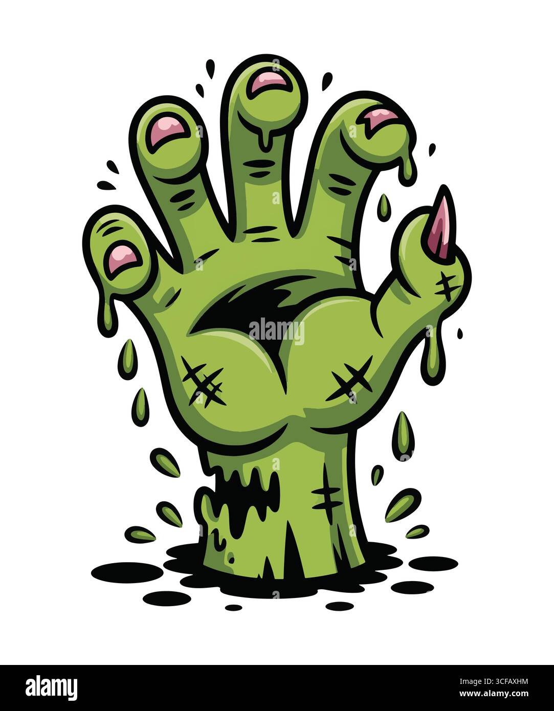 Creepy Zombie Hand Emerging from the Ground Halloween Illustration ...