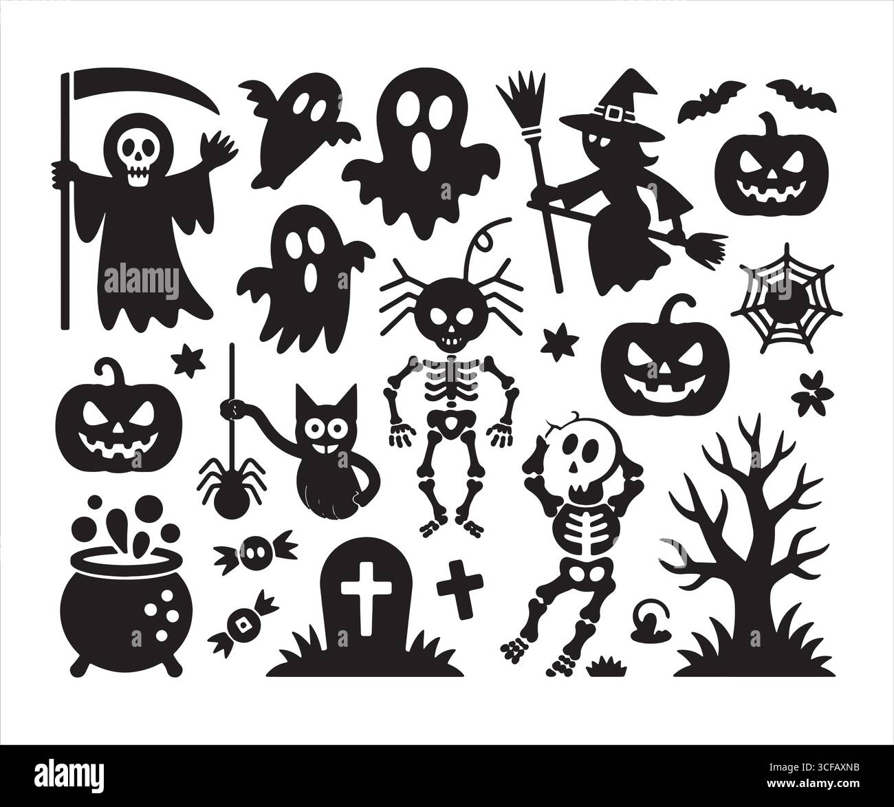 Halloween Spooky Clipart: Ghosts, Pumpkins, Skeletons, and Witches ...