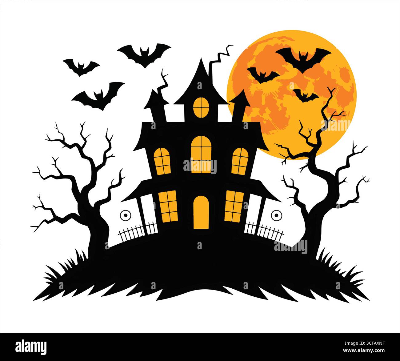 Bats flying at full moon Stock Vector Images - Alamy