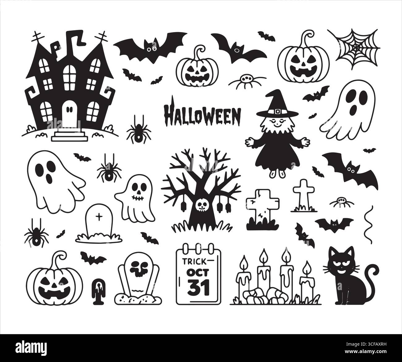 Black tree ghosts design Stock Vector Images - Alamy
