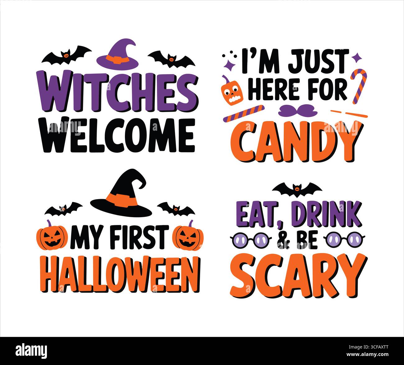 Halloween Text Phrases: Witches Welcome, Candy, My First Halloween, Eat ...