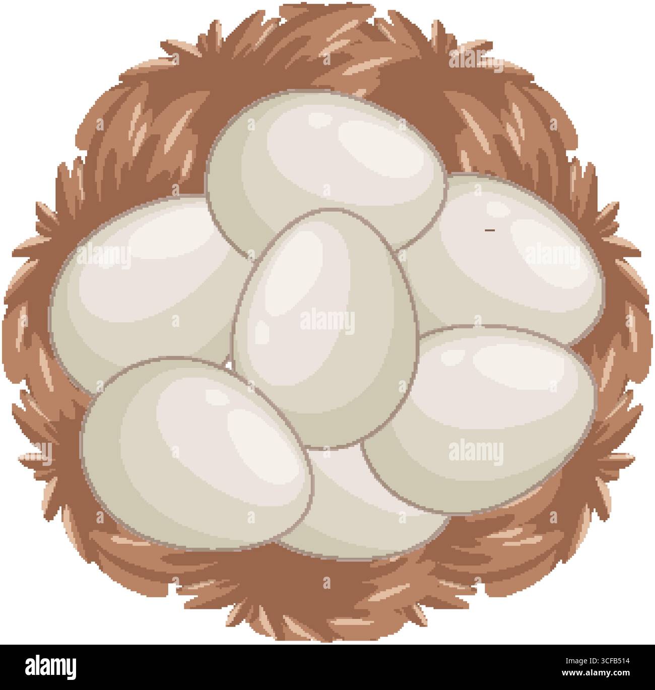 Vector illustration of several platypus eggs arranged in a soft, brown ...