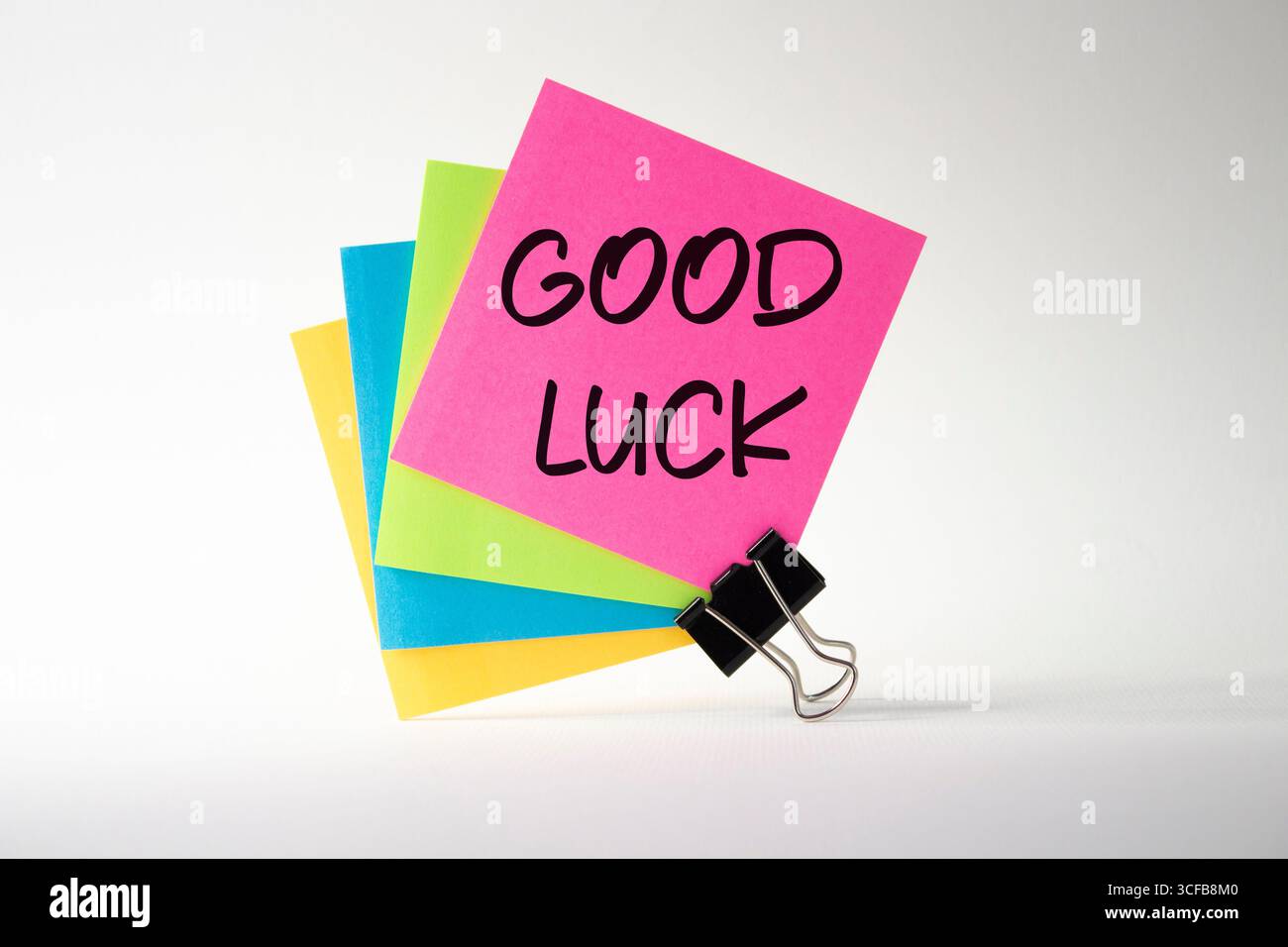 Good luck symbol. Good luck on sticky note. Beautiful white background ...