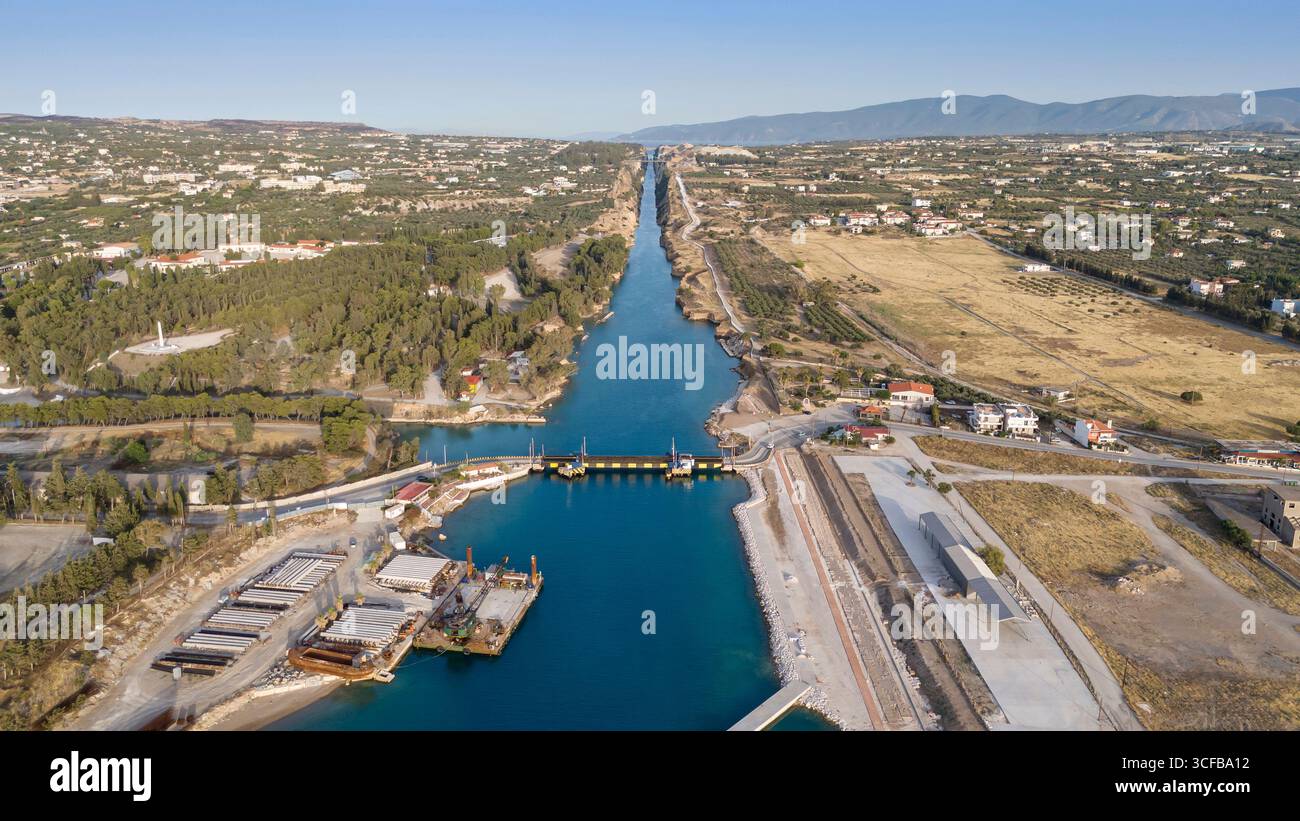 The Corinth Canal is a sluiceless shipping canal in Greece Stock Photo ...