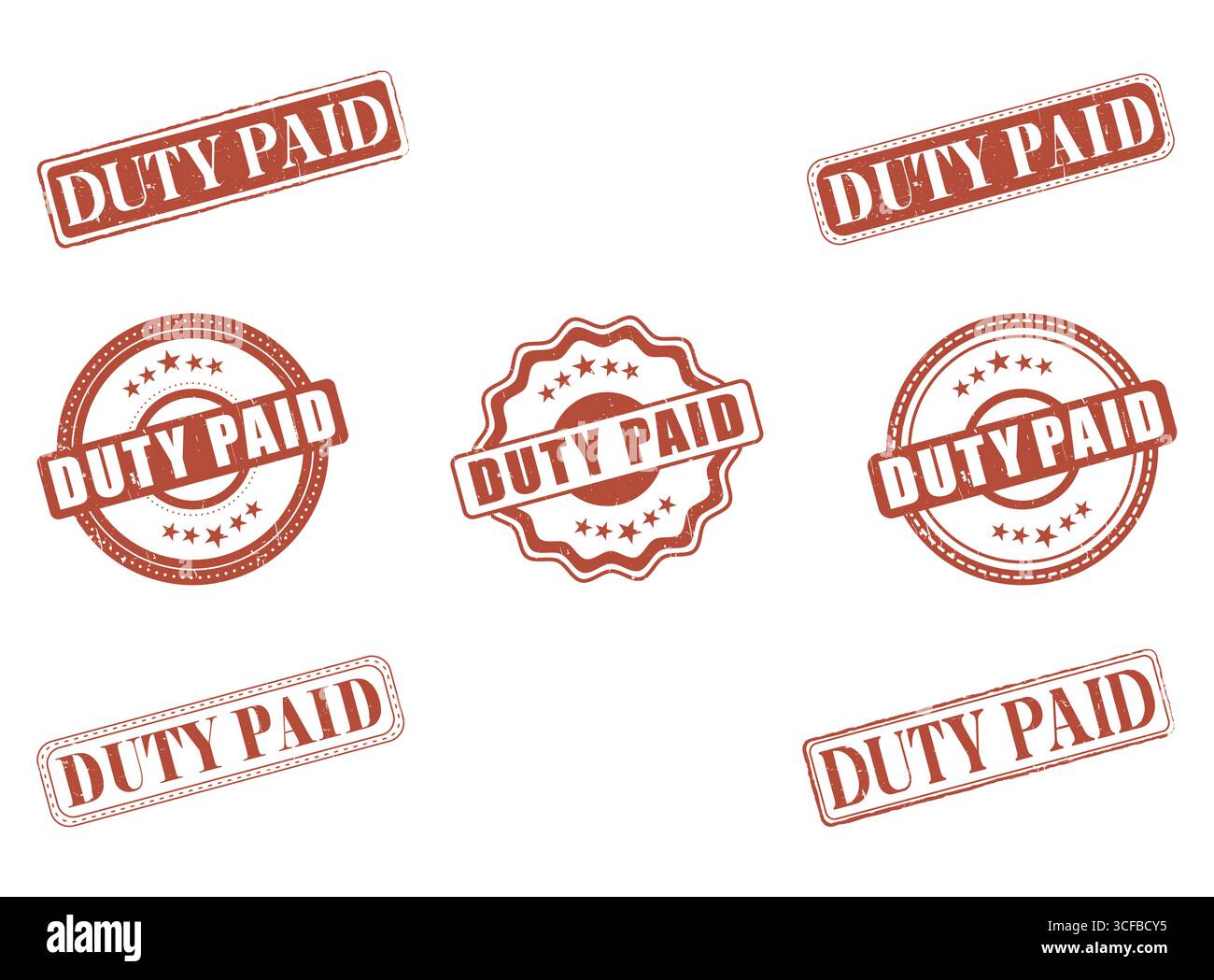 A Collection of DUTY PAID Rubber Stamps and Seals Stock Vector Image ...