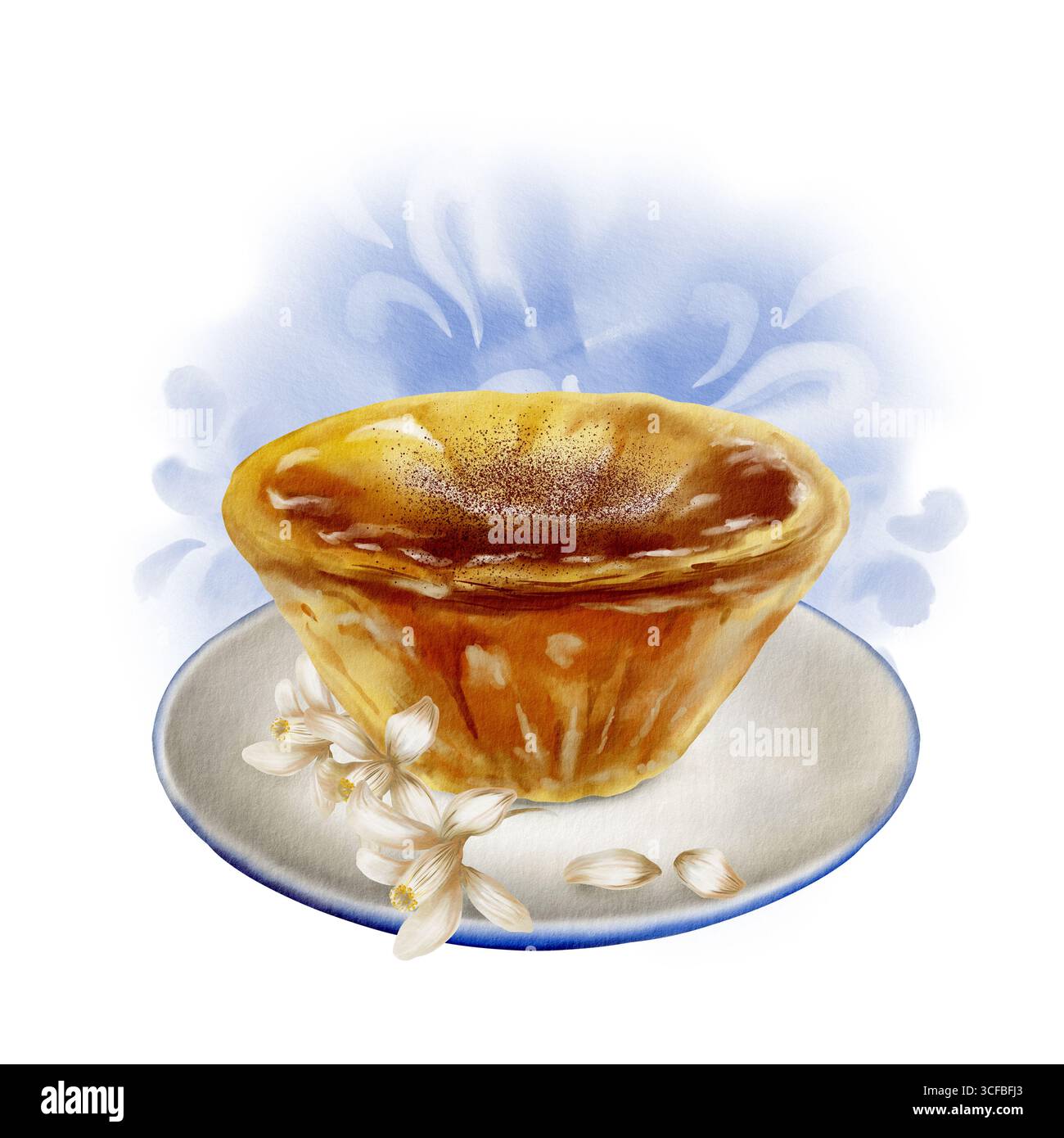 Pastel de Nata-a traditional Portuguese custard tart,dusted with ...