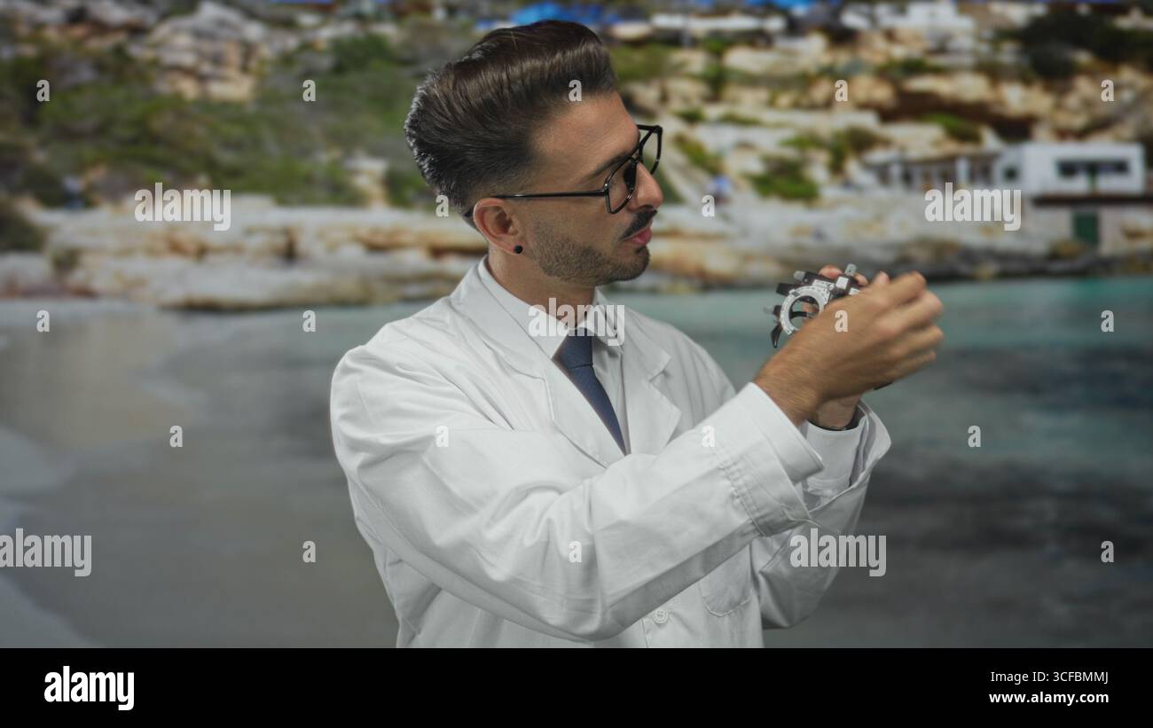 Optometrist adjusts trial frame hi-res stock photography and images - Alamy
