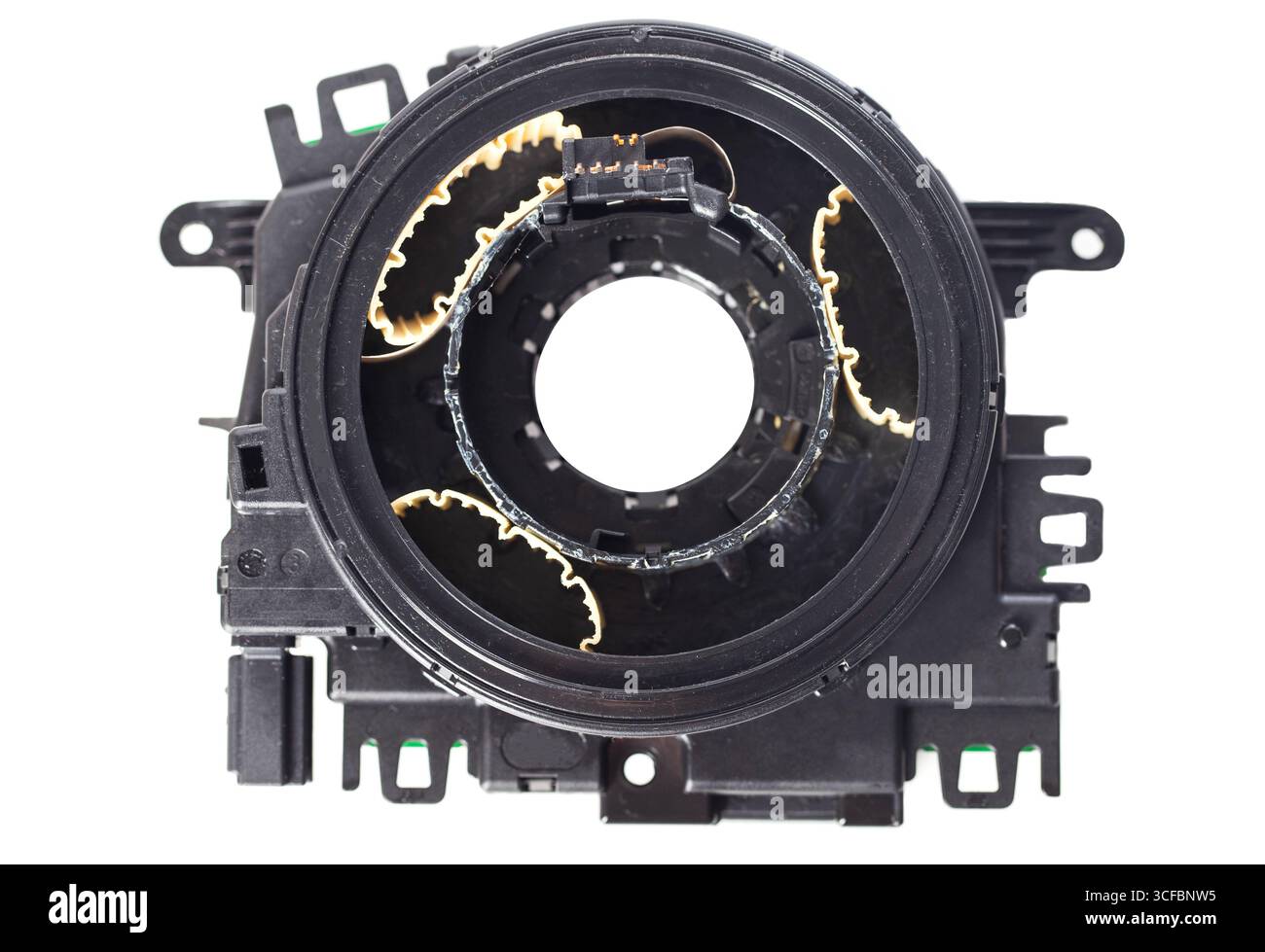 disassembled broken steering column electrical cable on white ...